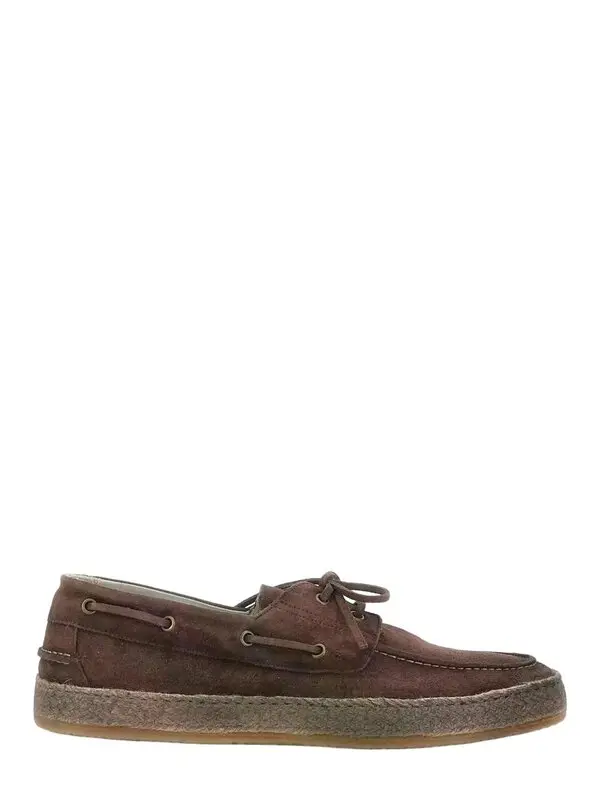 CORVARI Lace-up Suede Boat Shoes - Brown