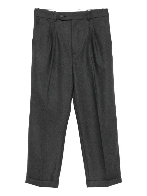 Drole De Monsieur Virgin Wool Blend Straight-leg Trousers - Grey