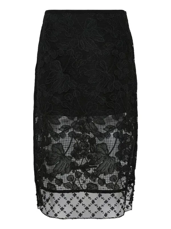 3.1 Phillip Lim Floral-lace Midi Skirt - Black