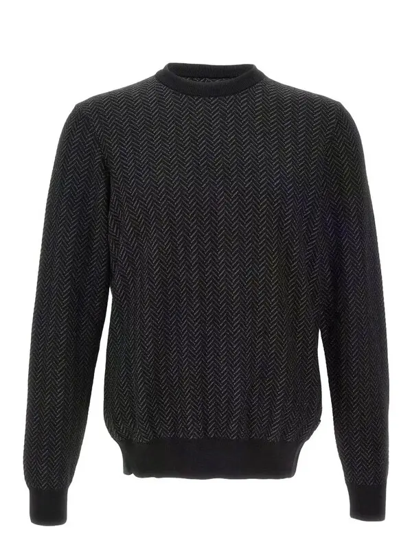 Hugo Boss Herringbone Crew-neck Sweater - Black