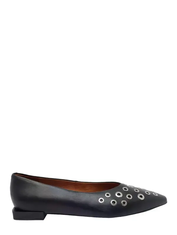 ANGEL ALARCON Eyeleted Pointed-toe Ballet Flats - Black
