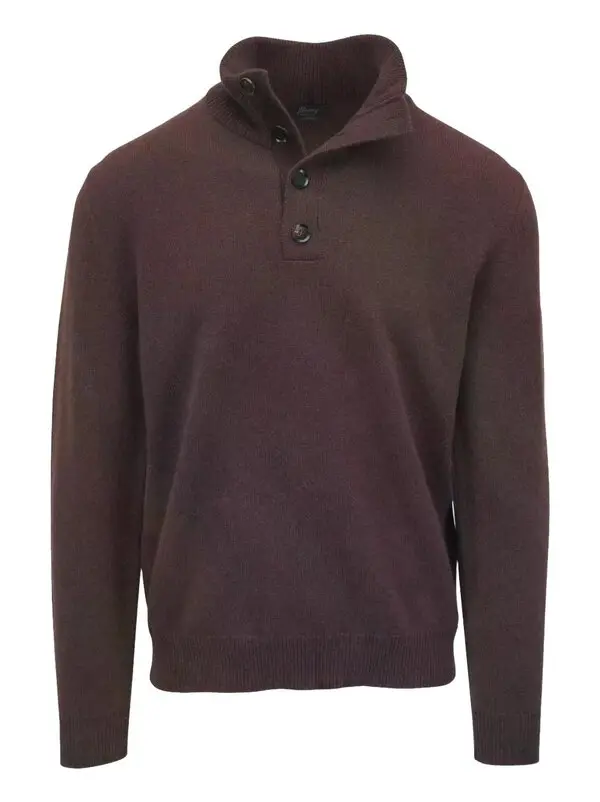 Brioni High-neck Buttoned Sweater - Brown