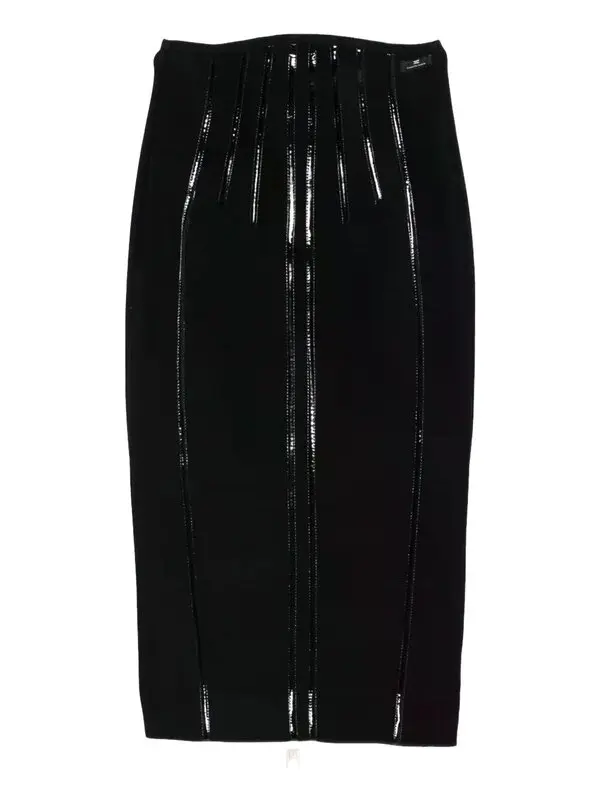Elisabetta Franchi Patent-paneled Fitted Skirt - Black