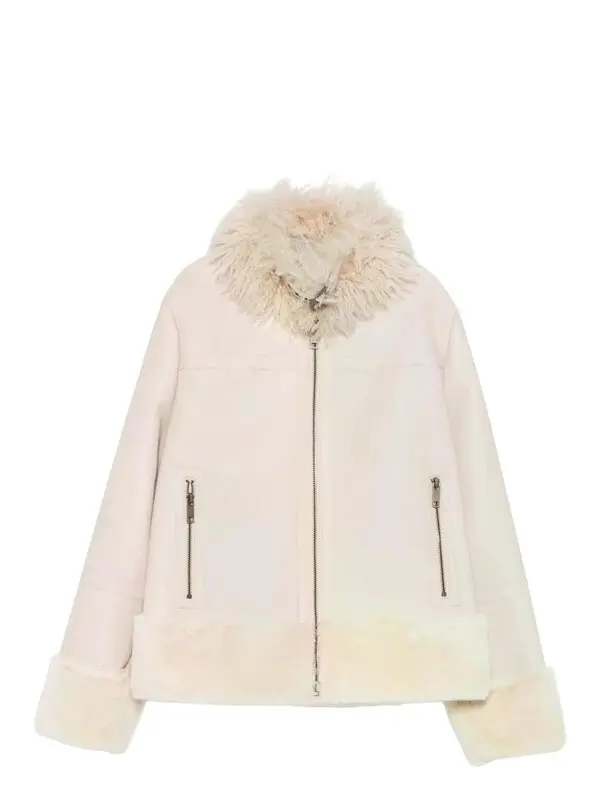 TWINSET Zip-front Jacket With Faux Fur Trim - Neutrals