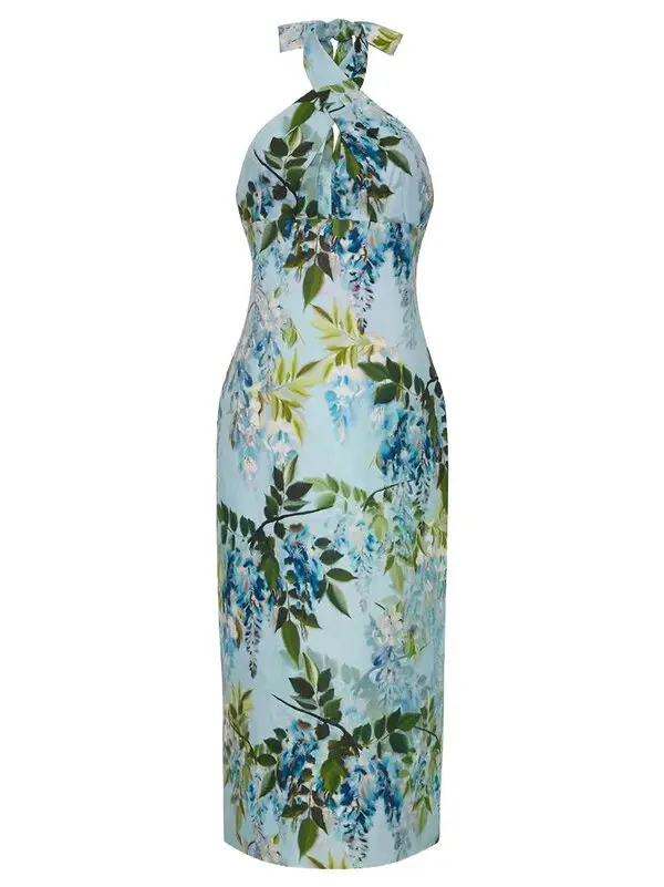 Cara Cara Perla Floral-print Halterneck Dress - Blue
