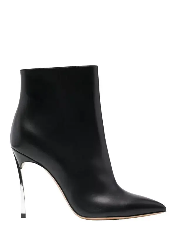 Casadei Metallic-heel Pointed-toe Boots - Black