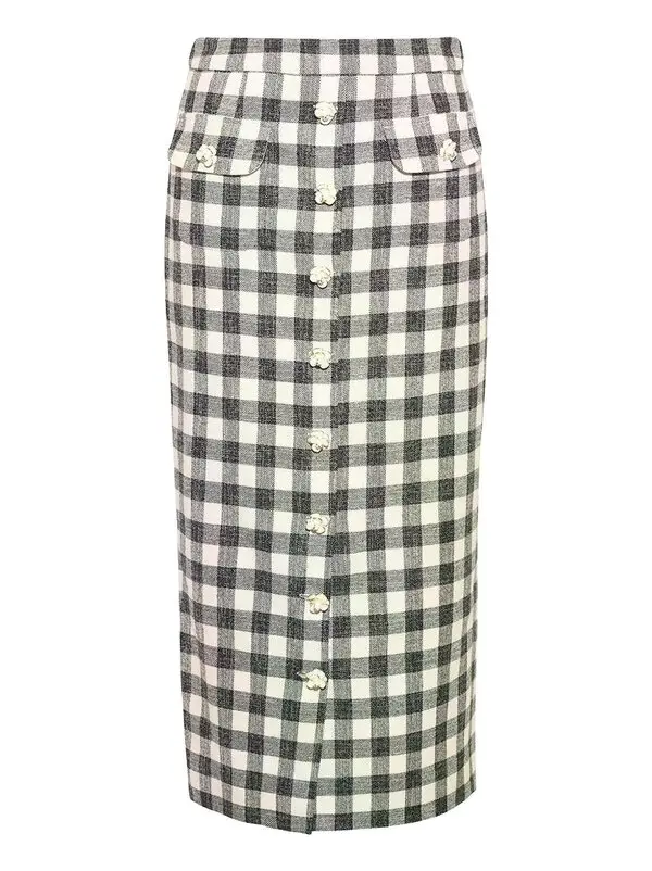 Cara Cara Gingham Pencil Skirt - Black