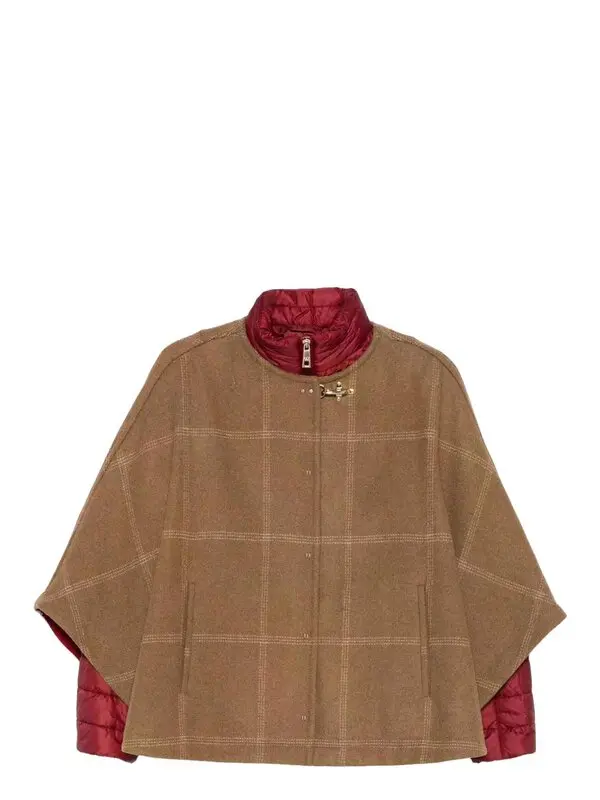 FAY 3-in-1 Checked Cape - Brown