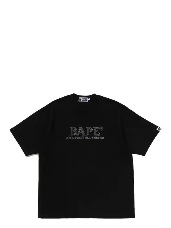 A BATHING APE Rhinestone-embellished Logo T-shirt - Black
