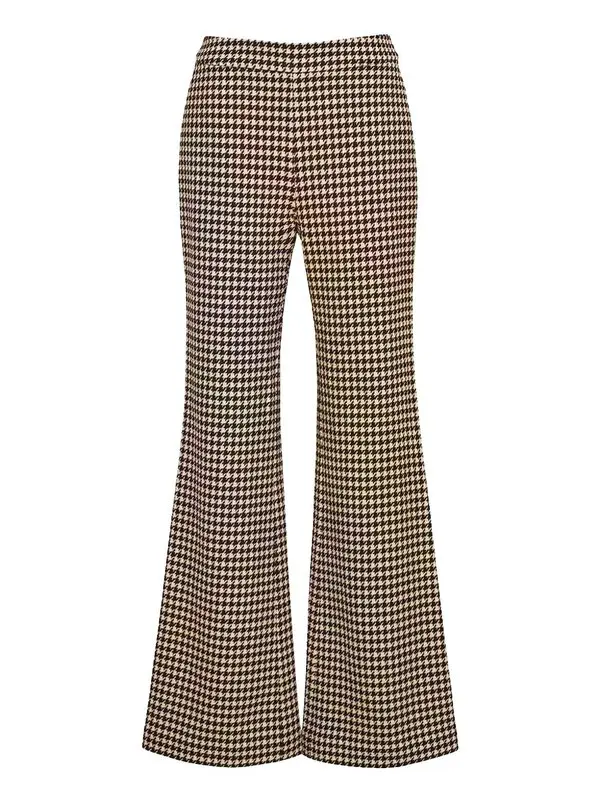 Cara Cara Christopher Houndstooth Flared Trousers - Black