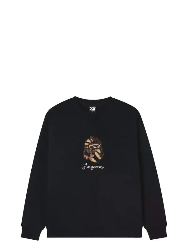 FINGERCROXX Embroidered Tiger Sweatshirt - Black