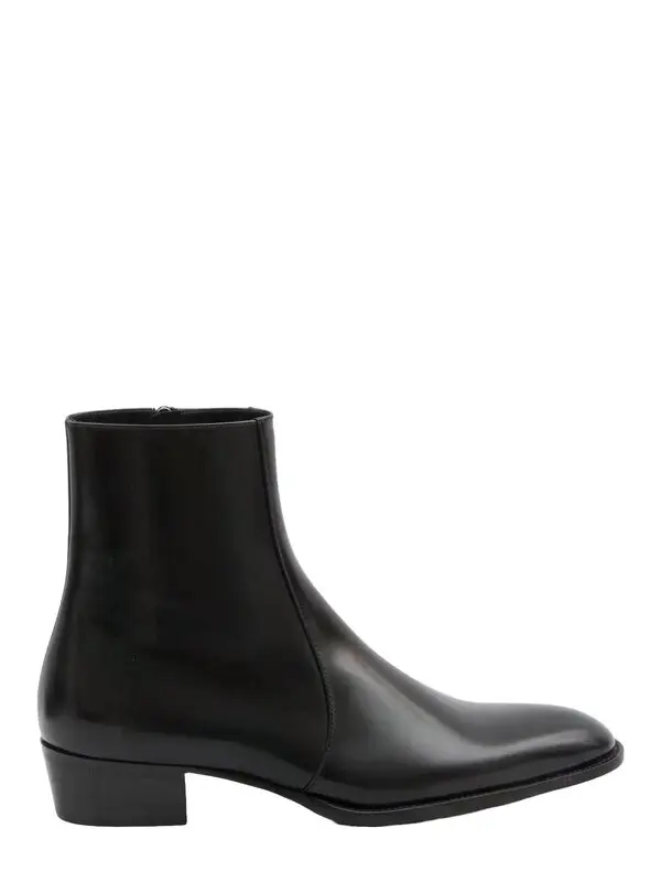 Saint Laurent Roman Almond-toe Zip Boots - Black