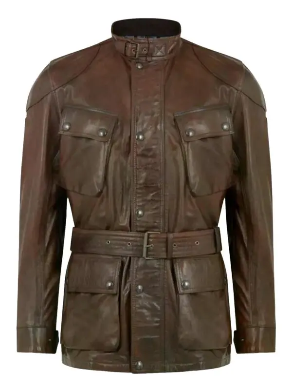 Belstaff Trialmaster Belted Leather Jacket - Brown