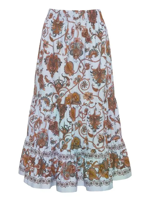 Cara Cara Paisley-print Tiered Midi Skirt - Blue