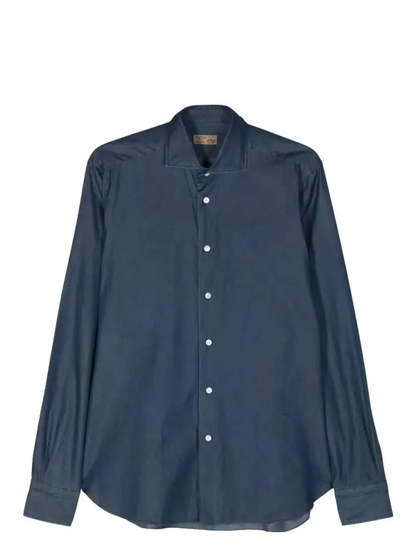 BARBA NAPOLI Classic-collar Chambray Shirt - Blue
