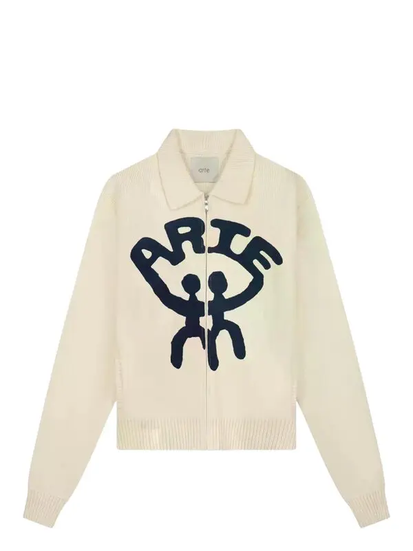 ARTE ANTWERP Zip-up Embroidered Cardigan - Neutrals