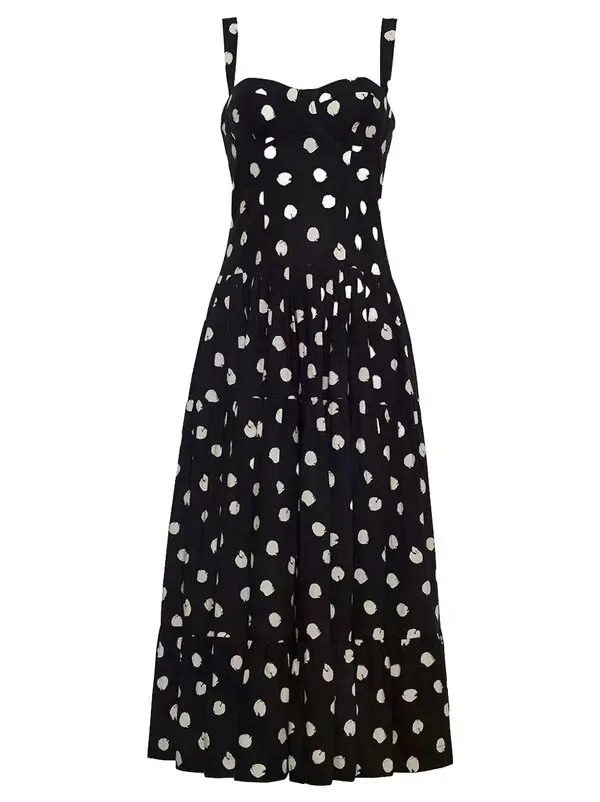 Cara Cara Santiago Polka-dot Midi Dress - Black