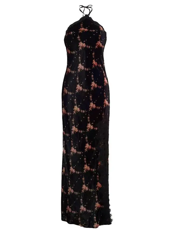 Cara Cara June Floral-lace Halter-neck Maxi Dress - Black