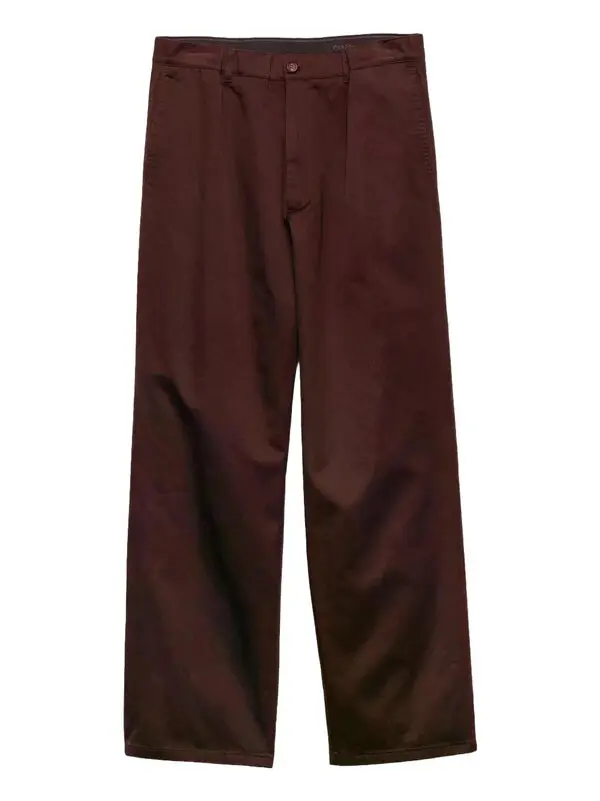 Prada Triangle-logo Cotton Trousers - Brown
