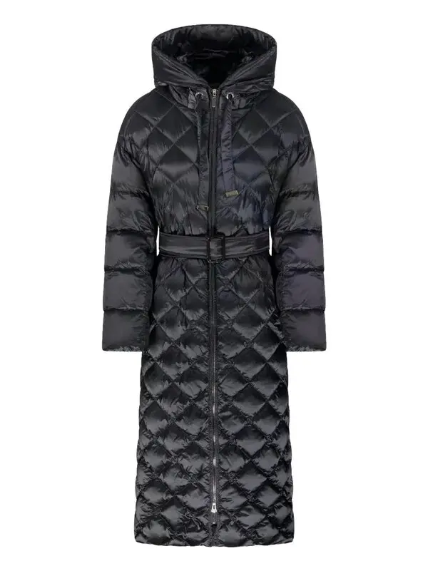 Max Mara Quilted Belted Coat - Grey