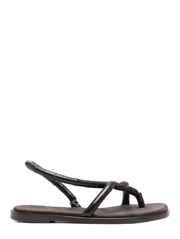 FERRAGAMO Square-toe Leather Sandals - Brown