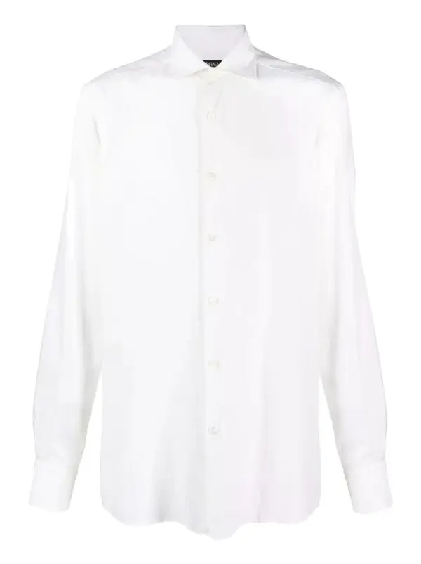 Zegna Spread-collar Cotton-cashmere Shirt - White