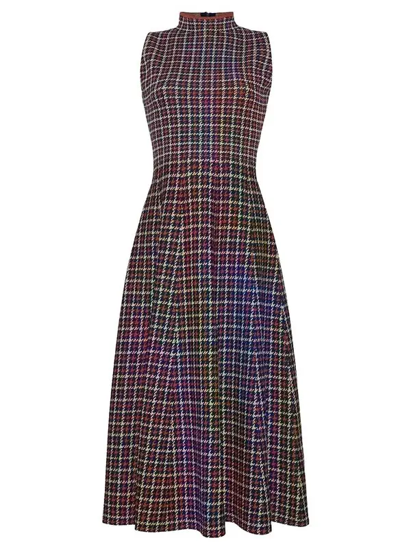 Cara Cara Brice Checked Midi Dress - Brown