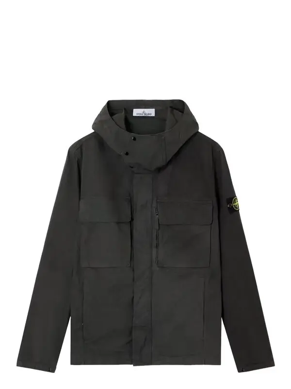 Stone Island Hooded Patch-pocket Jacket - Black