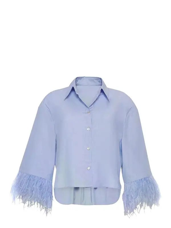Cara Cara Chester Feather-cuff Cotton Shirt - Blue