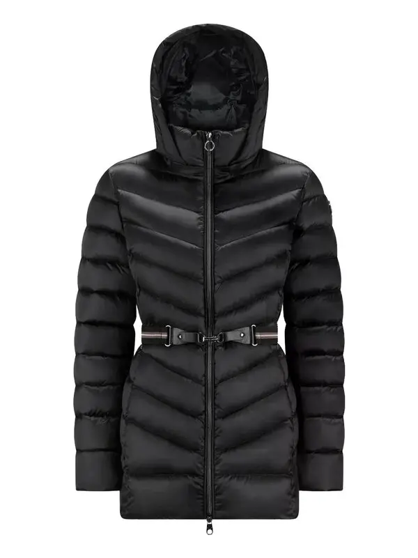 CAPE HORN Hooded Belted Puffer Jacket - Black