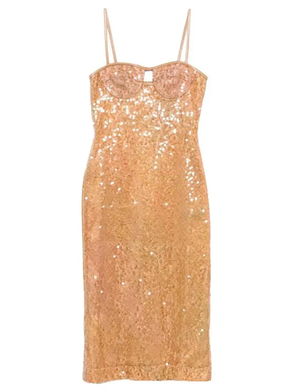David Koma Sequin-embellished Midi Dress - Brown