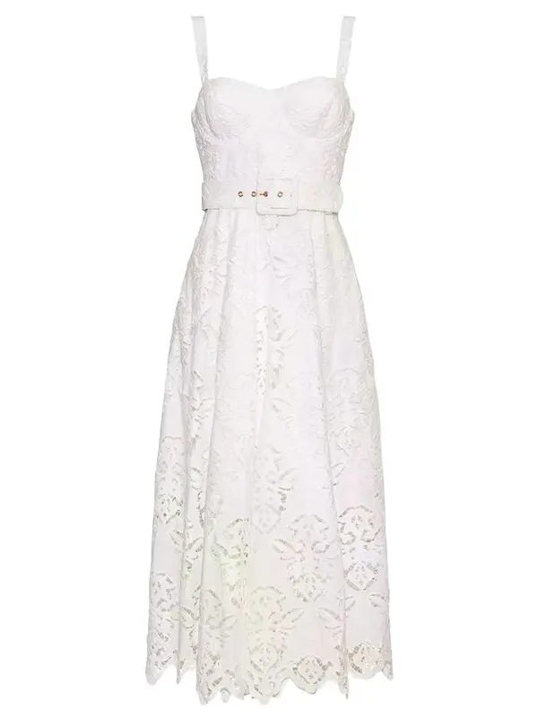 Cara Cara Calypso Belted Midi Dress - White