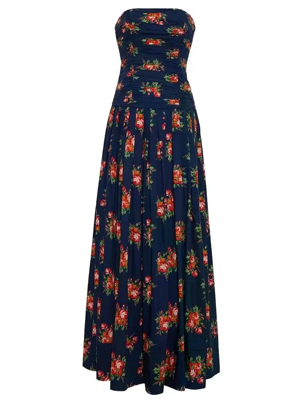 Cara Cara Montreal Floral-print Pleated Dress - Blue