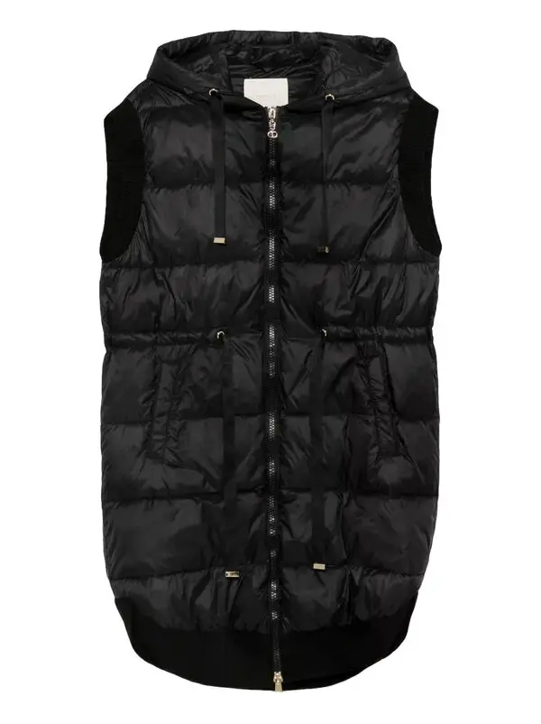 TWINSET Quilted Hooded Vest - Black