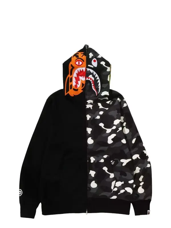 A BATHING APE City Camo Tiger Shark Zip-up Hoodie - Black