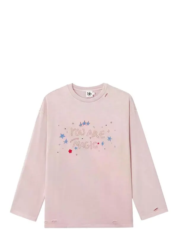 B+AB Distressed Long-sleeve Top - Pink