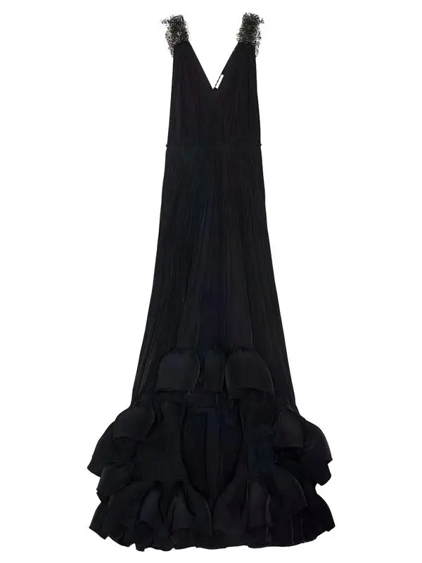 LANVIN Embellished Pleated Gown - Black