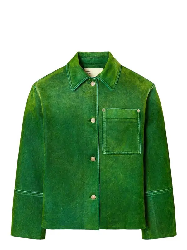 Tory Burch Button-fastening Patch-pocket Denim Jacket - Green