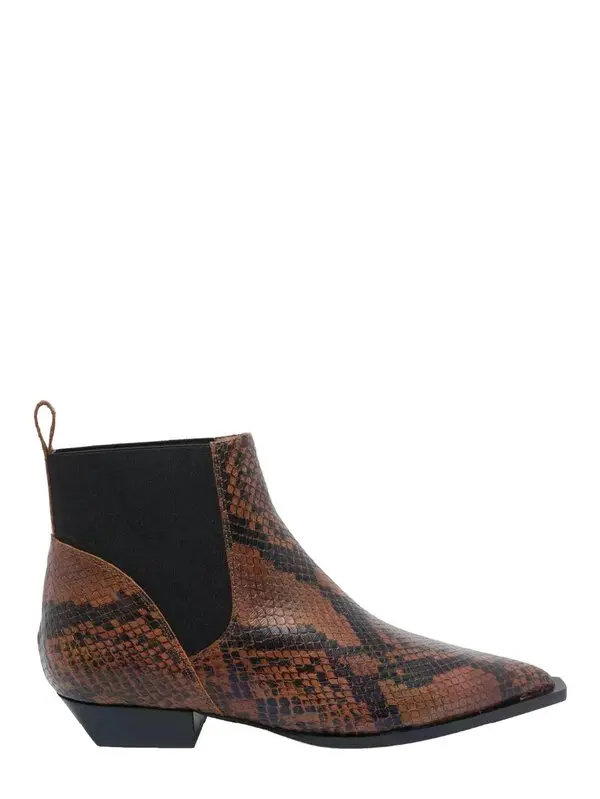 ANGEL ALARCON Snakeskin Ankle Boots - Brown