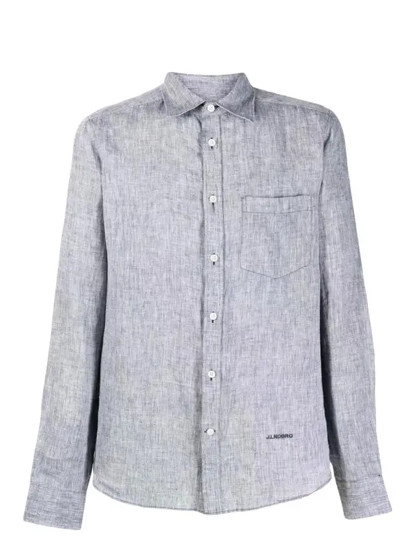 J. Lindeberg Mélange-effect Long-sleeve Linen Shirt - Grey