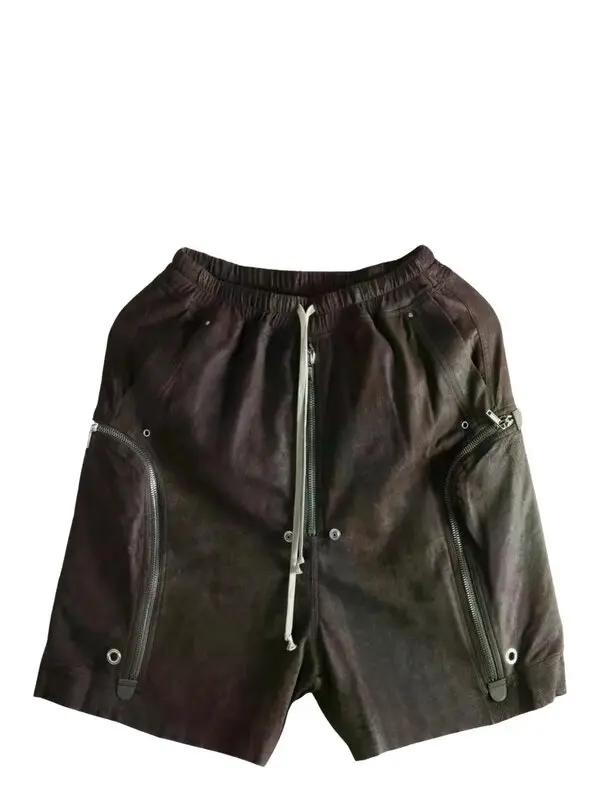 Rick Owens Bauhaus Bela Drawstring Shorts With Zip Pockets - Brown