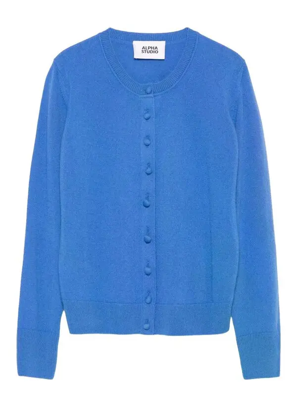 Alpha Studio Buttoned Wool Cardigan - Blue