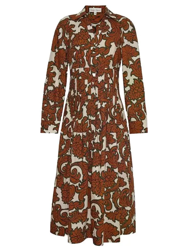Cara Cara Floral-print Pleated Dress - Brown