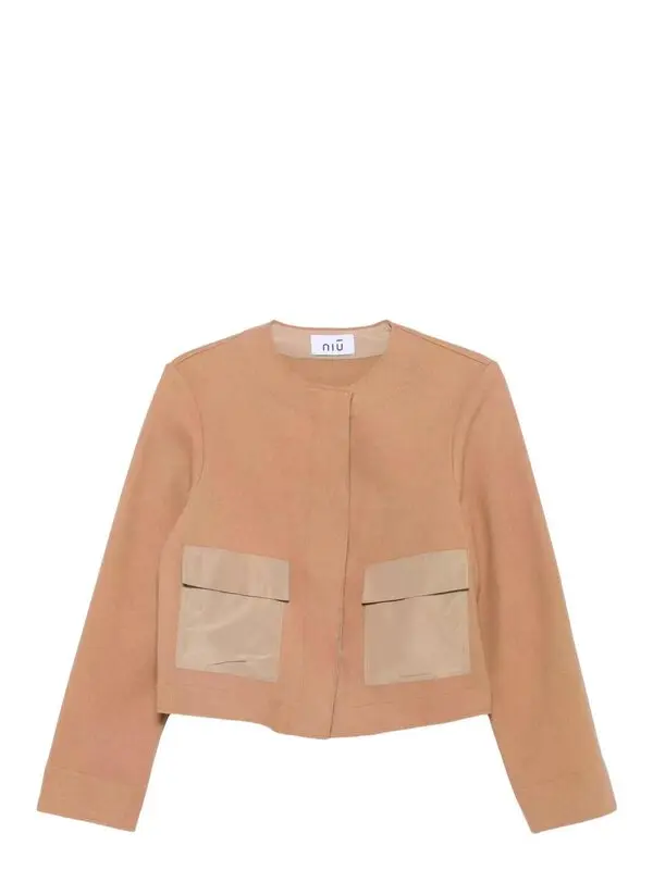 NIU Patch-pocket Bolero Jacket - Brown