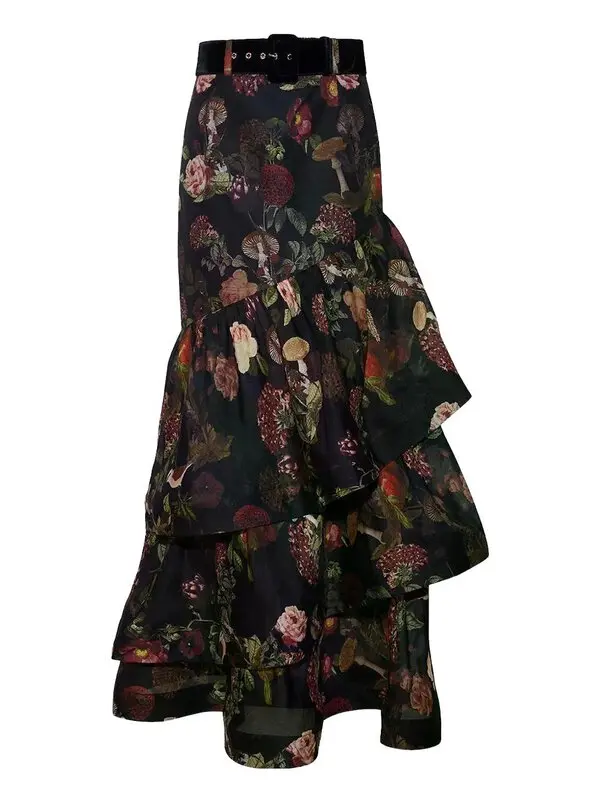 Cara Cara Priya Floral-print Maxi Skirt - Black