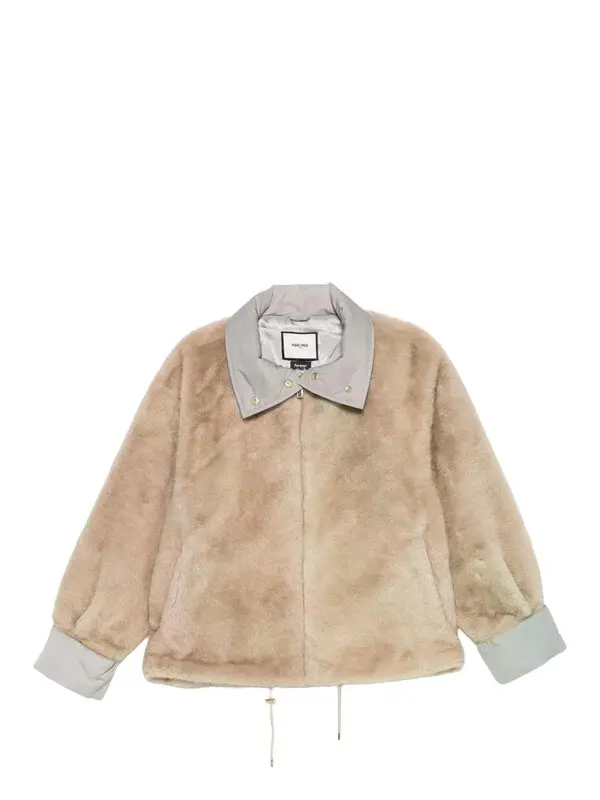 Max & Moi Faux-fur Drawstring Coat - Neutrals