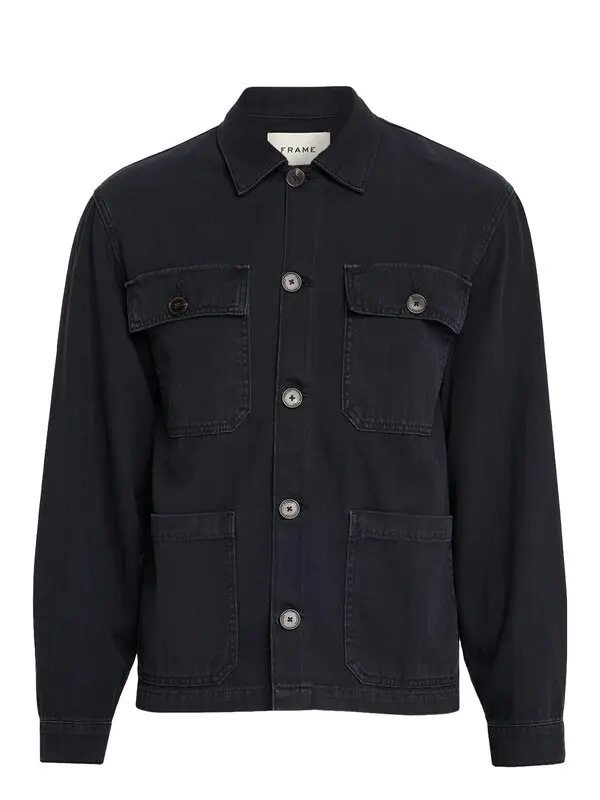 FRAME Cotton Herringbone Jacket - Dark Navy