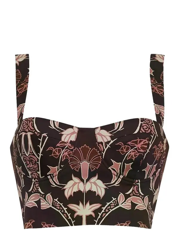 Cara Cara Claudine Floral-print Corset Top - Brown