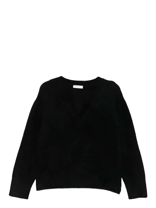 Majestic Filatures V-neck Long-sleeve Sweater - Black