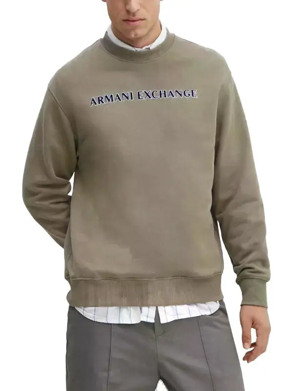 Armani Exchange Logo-embroidered Crew-neck Sweatshirt - Neutrals